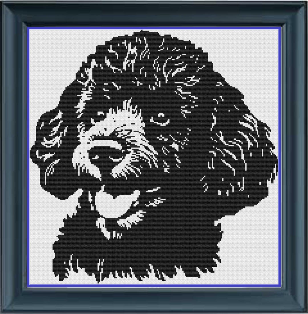 Miniature Poodle 2 Puppy Dog Cross Stitch Pet Portrait Pattern Graphgan ...