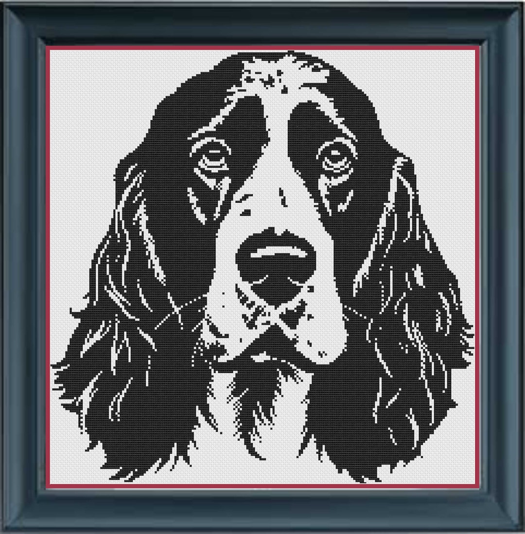 English Springer Spaniel 1 Puppy Dog Cross Stitch Pet Portrait Pattern ...