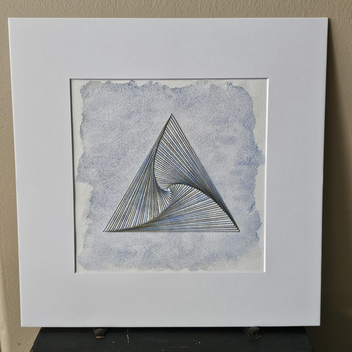 Original Stitched Embroided Paper Watercolor Art 12x12 Geometric - Etsy