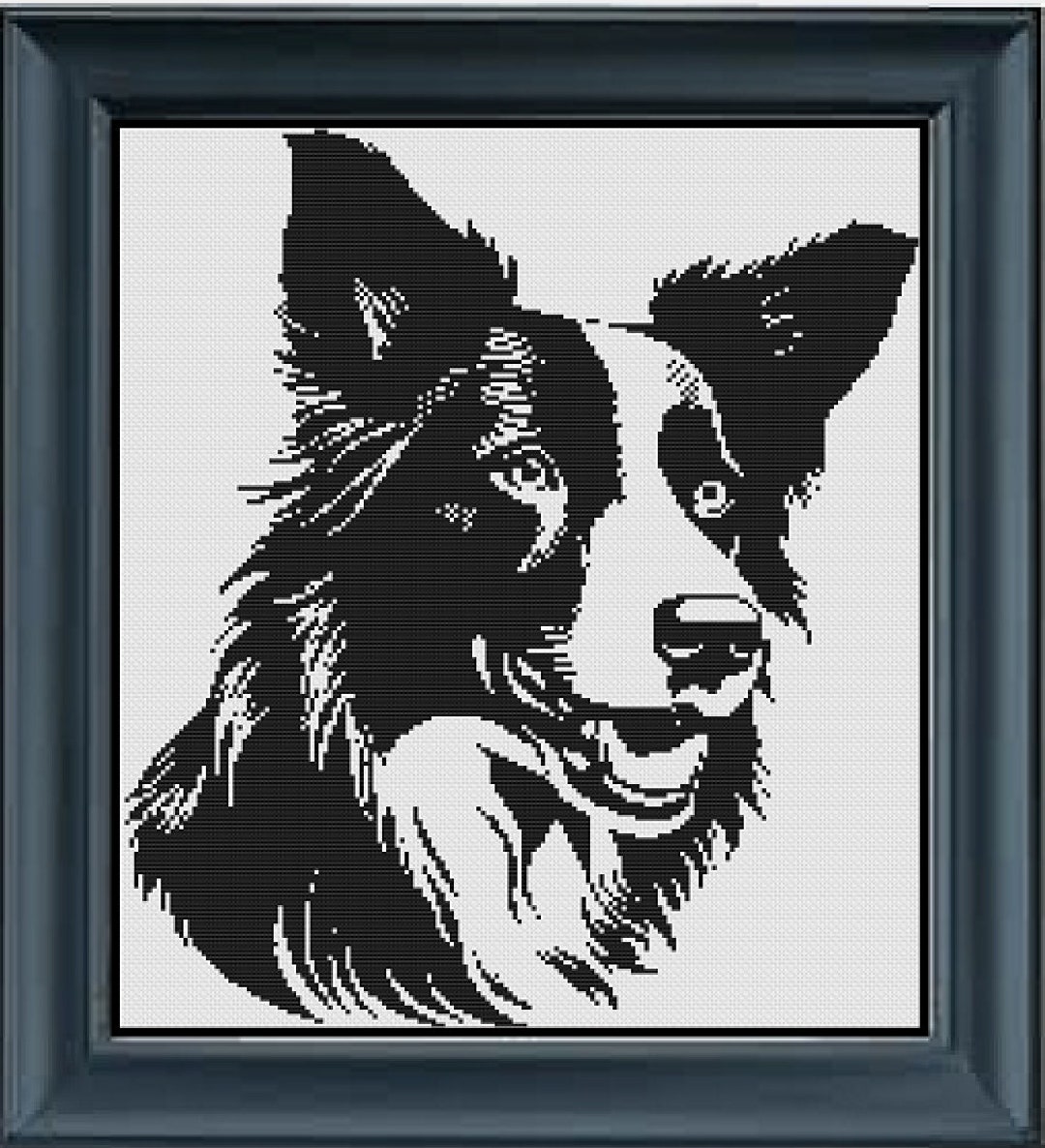 Border Collie Puppy Dog Cross Stitch Pet Portrait Pattern Graphgan ...