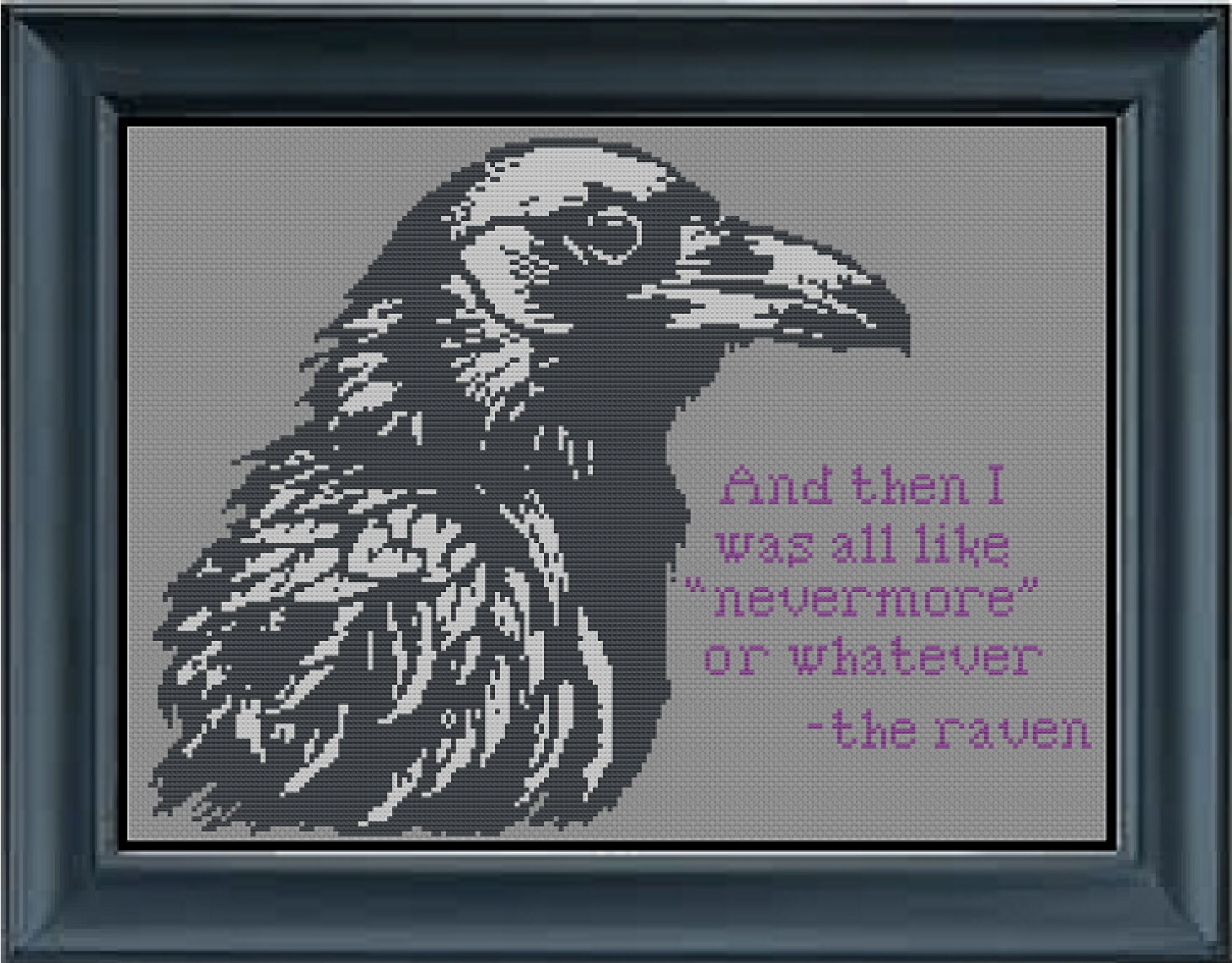 The Raven Cross Stitch Pattern Needlepoint Poe Nevermore Whatever Funny ...