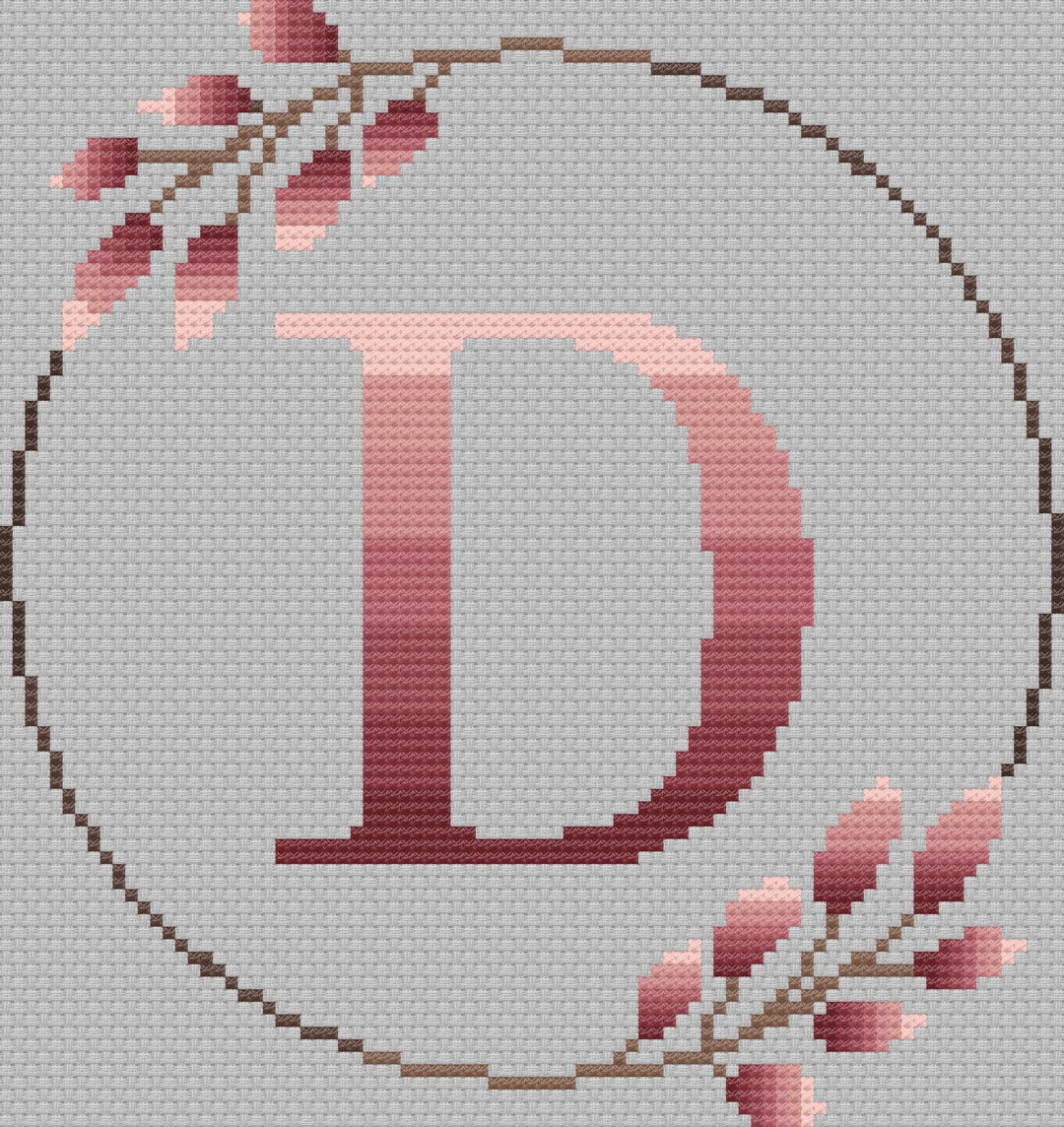 Monogram Floral Ombre Alphabet Letter “D” Cross Stitch Pattern ...