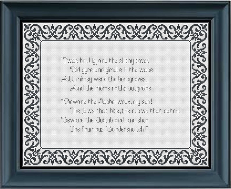 Alice in Wonderland Short Jabberwocky Cross Stitch Pattern Xstitch - Etsy