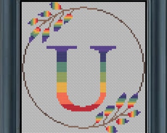 Monogram Floral Ombre Alphabet Letter K Cross Stitch Pattern - Etsy