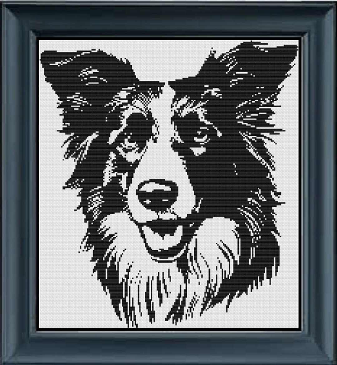 Border Collie Puppy Dog Cross Stitch Pet Portrait Pattern Graphgan ...
