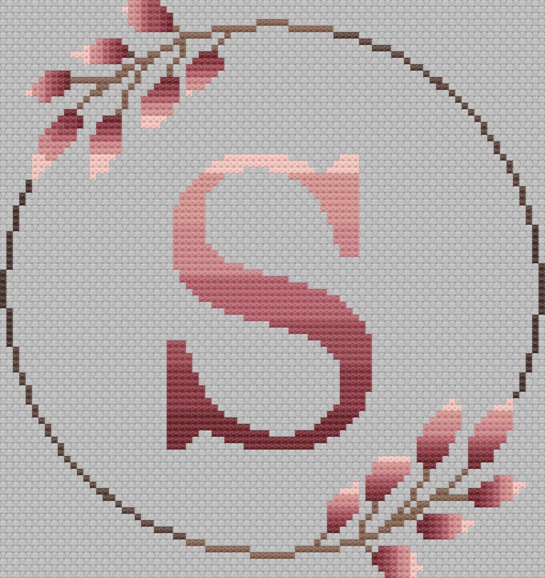 Monogram Floral Ombre Alphabet Letter “S” Cross Stitch Pattern ...