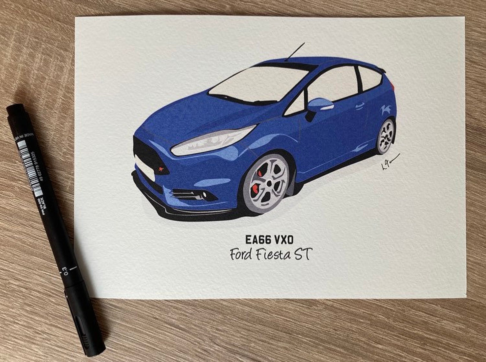 Ford Fiesta ST Illustration Digital Drawing Gift for Him | Etsy