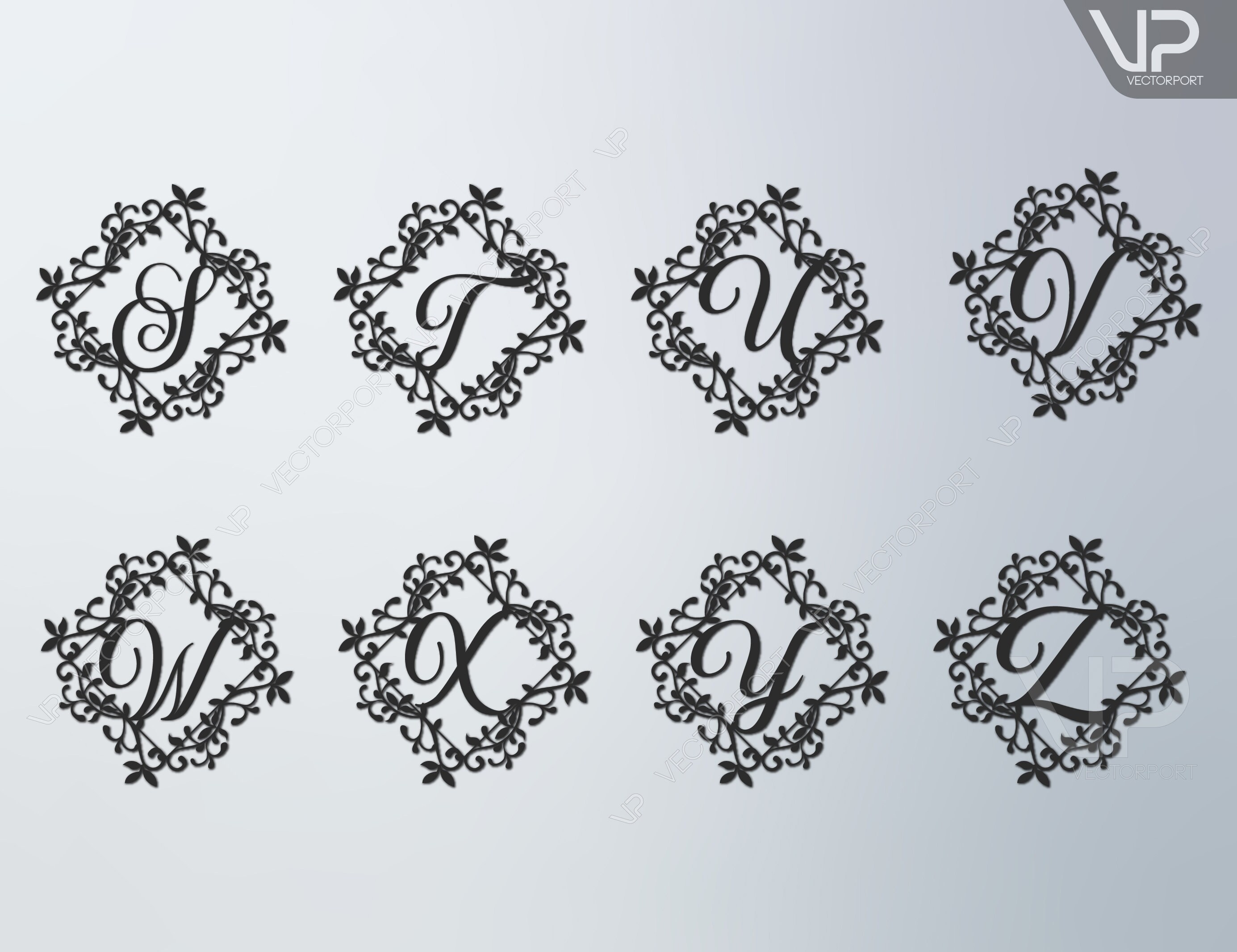 Monogram Plaque Decorative Floral Frame Monogram Alphabet | Etsy