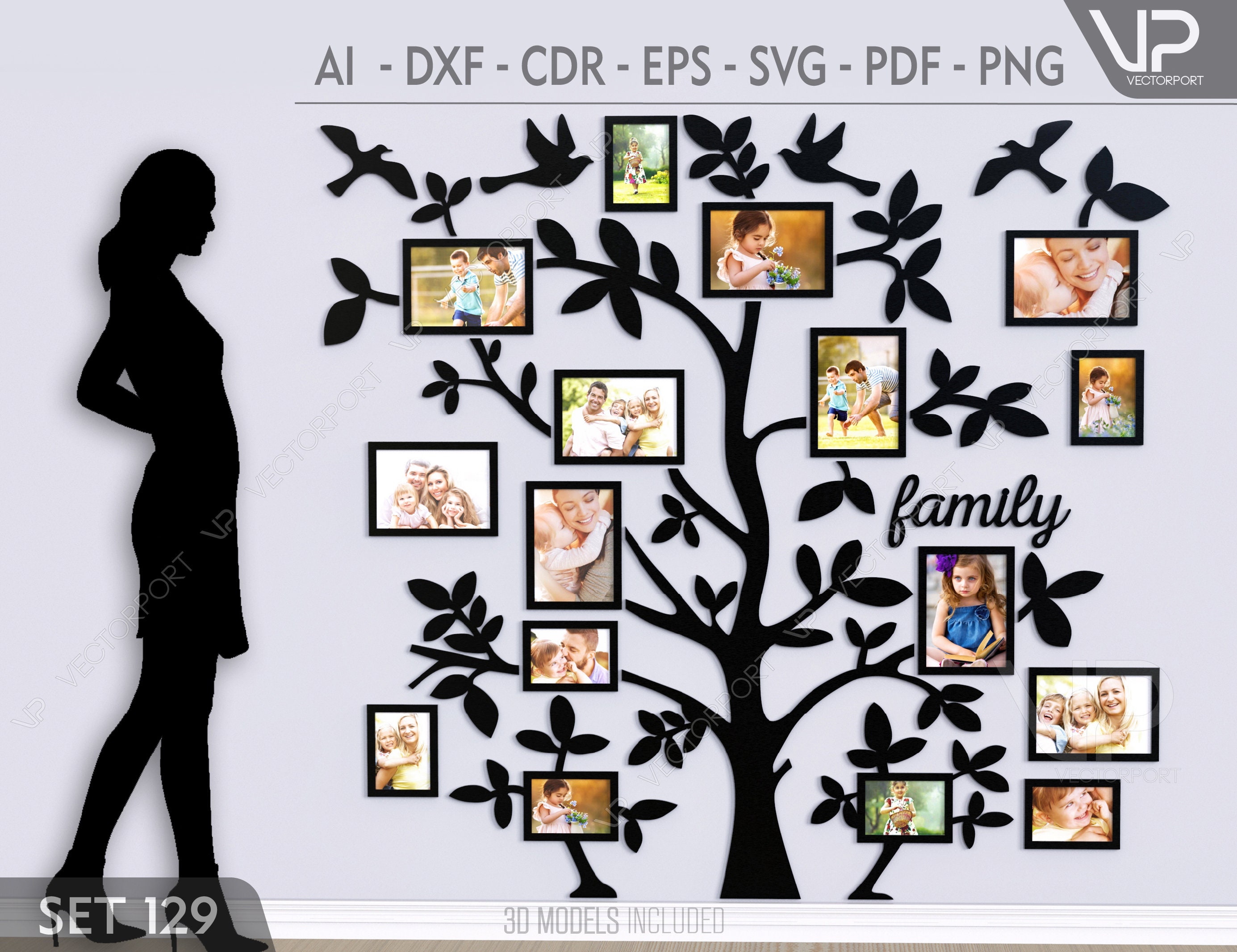 Family Tree Photo Frame Wall Decor for Decoration with Leaves | Etsy
