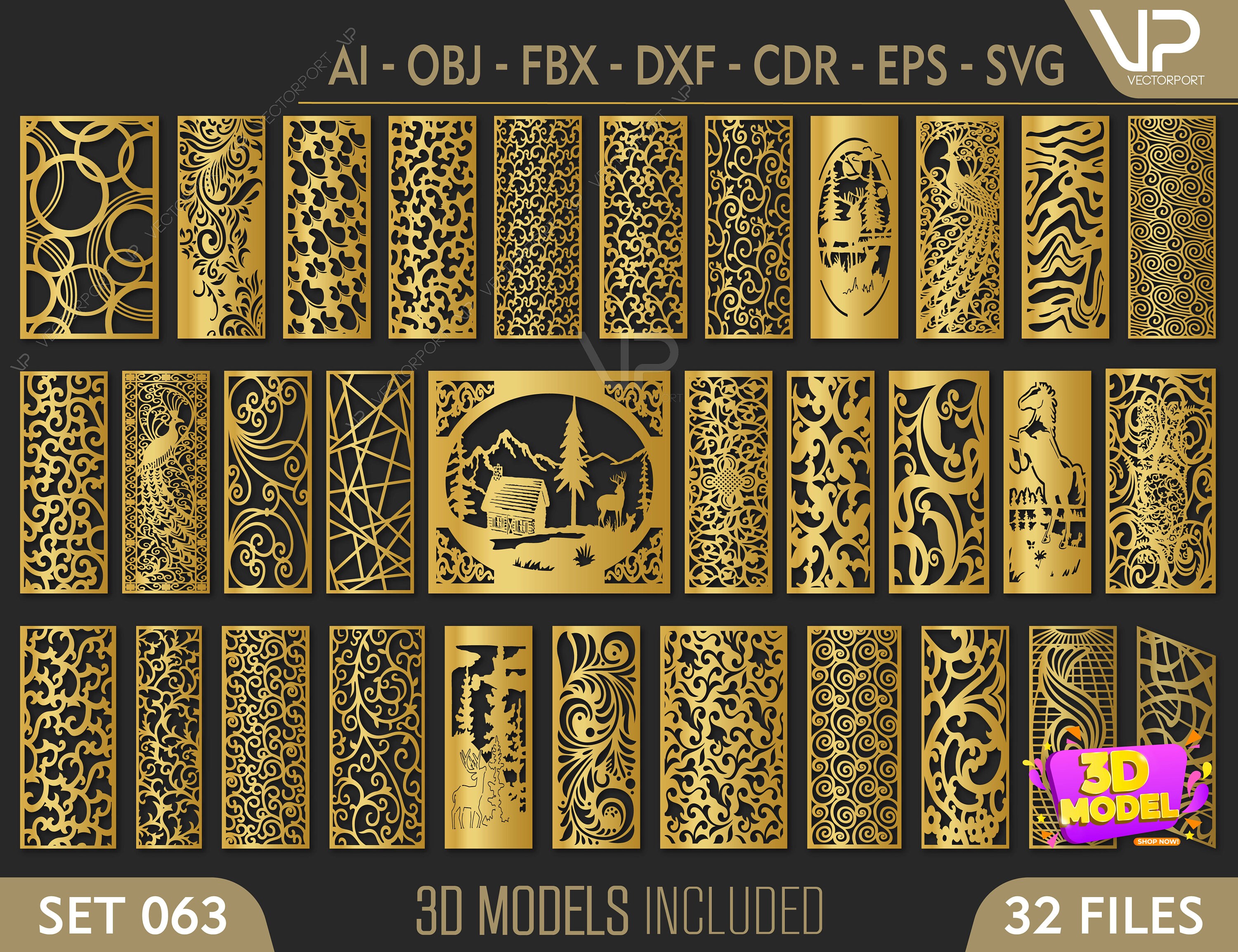 3DS | cnc file Max FBX Set 063 | Svg 32 Modern 3D models and vector ...