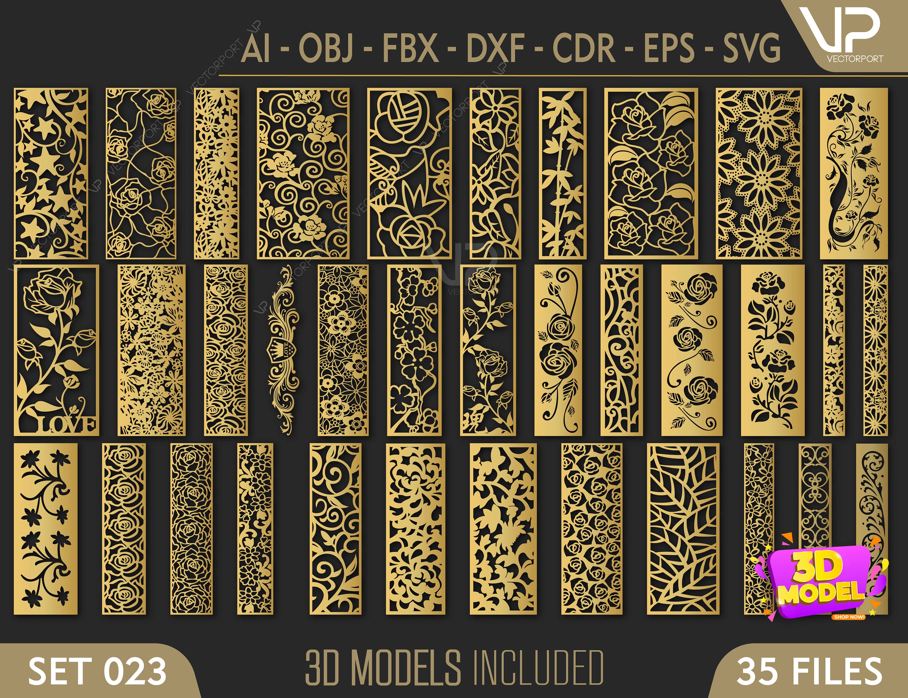 35 Pattern 3D models and vector files. cnc file laser | Etsy