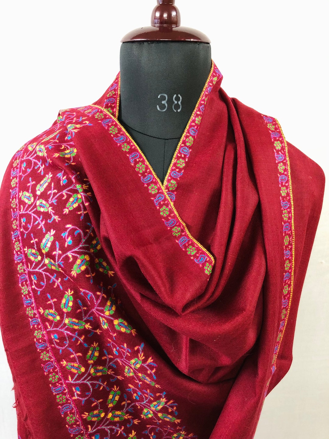 Floral Pashmina Cyber Monday Traditional Mughal Motif Handcrafted Palla ...