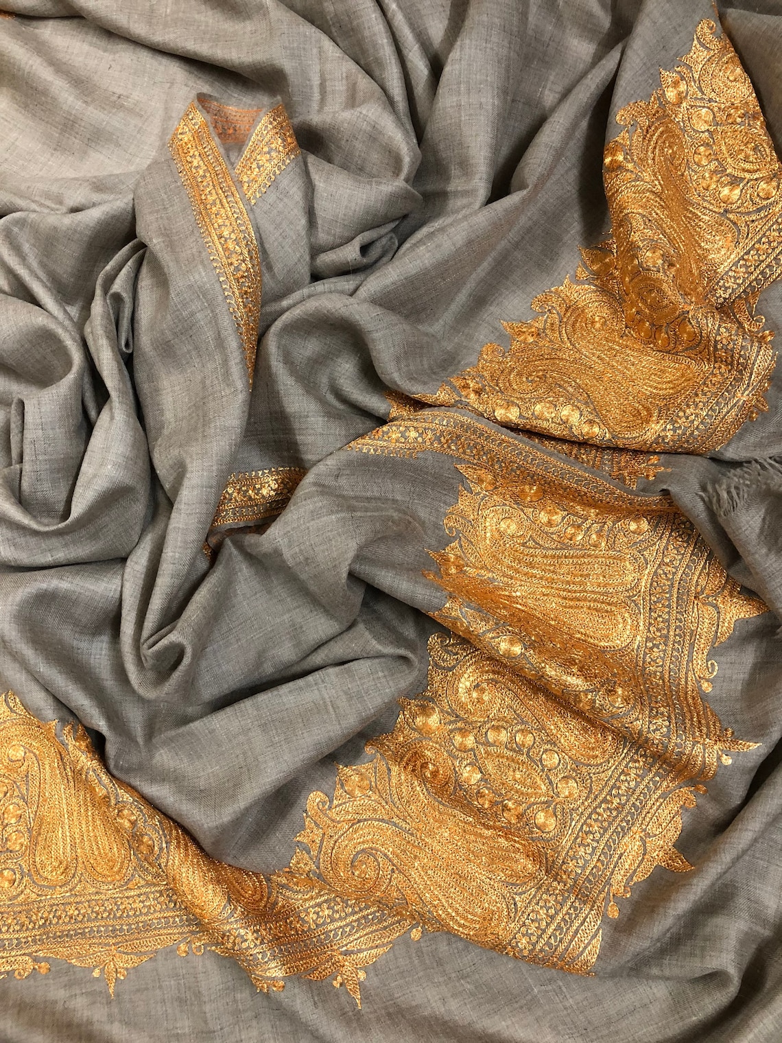 Elegant Kashmiri Traditional Golden Tilla Work Embroidery | Etsy