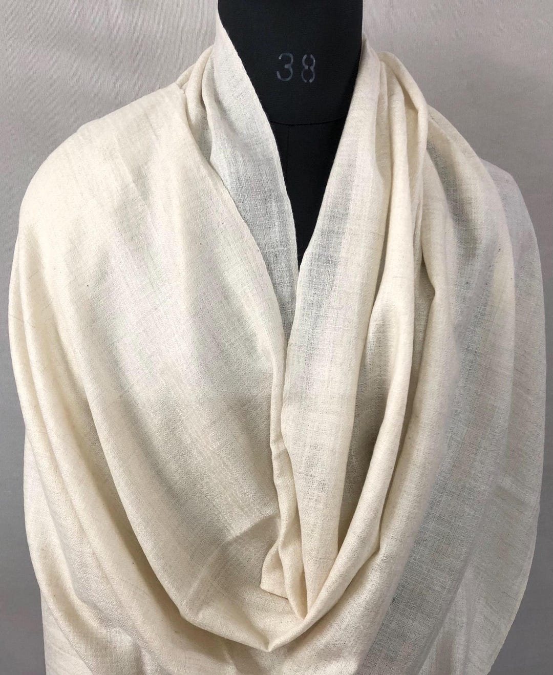 Off White Handmade 100% Pure Ladakhi Hand Woven Cashmere Pashmina Shawl ...