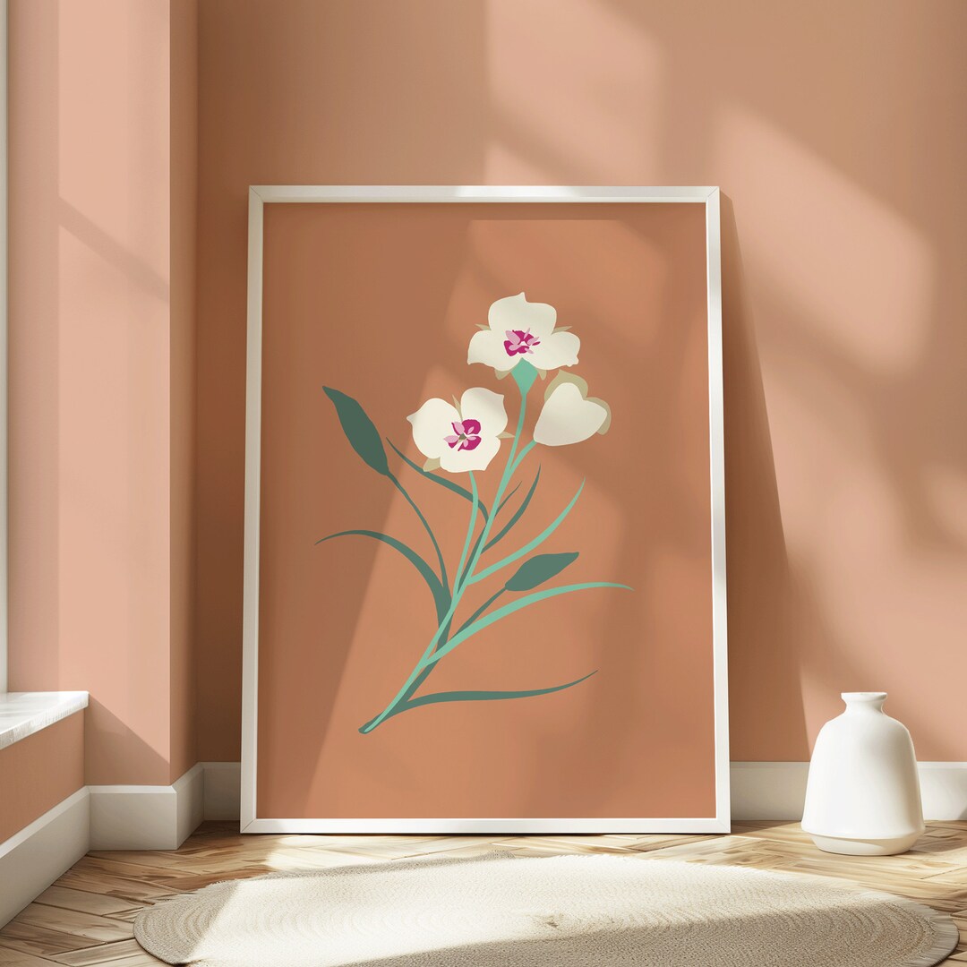 Sego Lily Art, Printable Utah State Flower Artwork, Botanical Wall Art ...