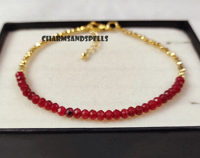 Beautiful Delicate Adjustable Ruby Gemstone Bracelet, Minimalist Yoga ...