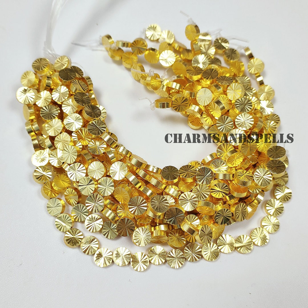 Sun Rays Coin Beads, Gold Plated Sun Shine Beads, Jewelry Making Beads, Sun Inspired Beads ...