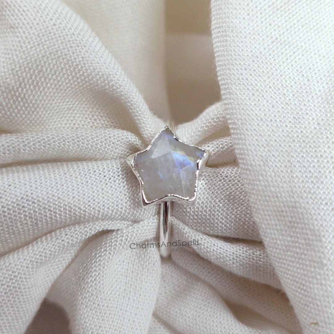 Natural Moonstone Electroplated Ring, Handmade Gemstone Ring, Statement ...