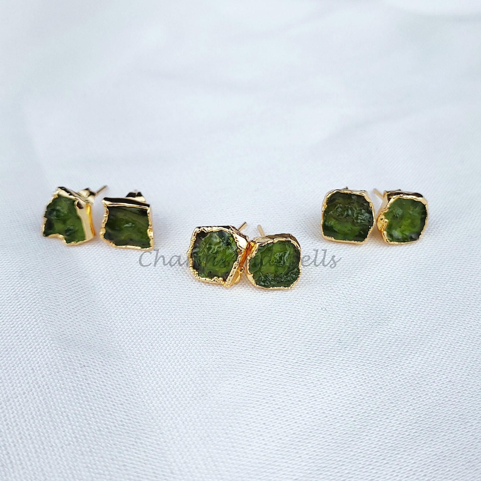 Raw Moldavite Crystal Stud Earrings Raw Crystal Earrings - Etsy