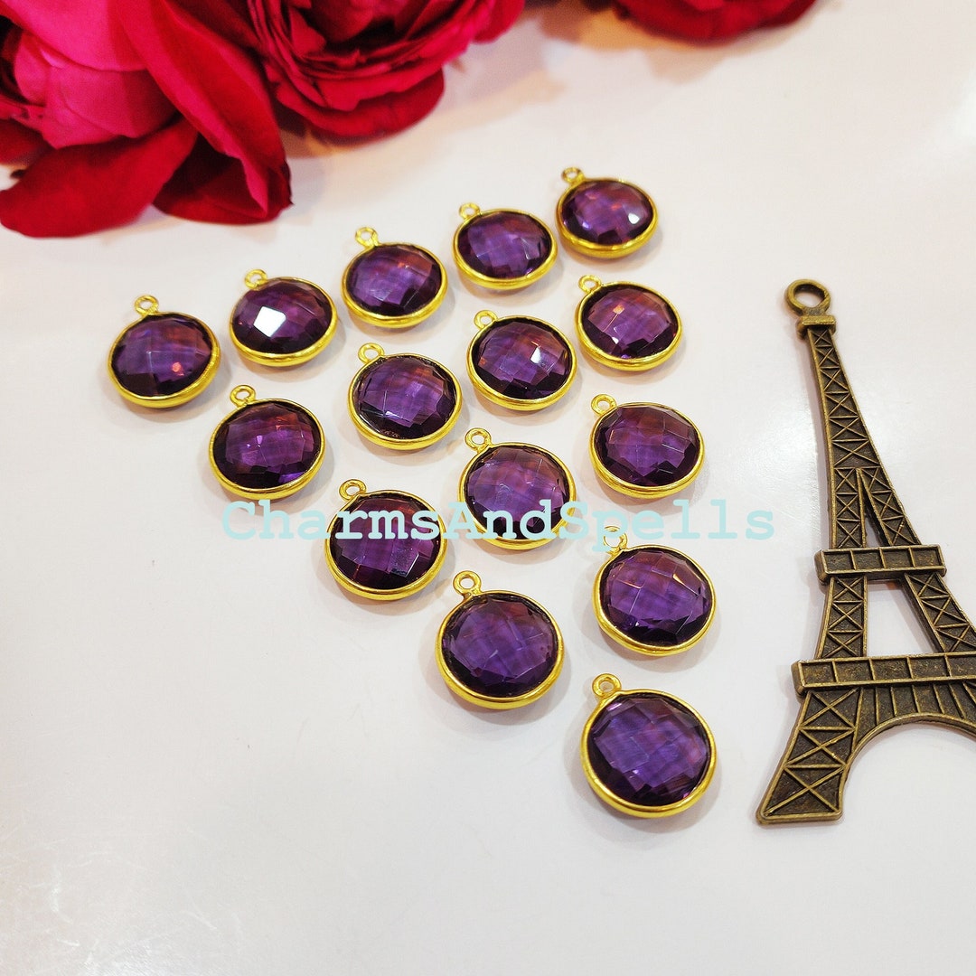 Amethyst Pendent Connector, 14x17mm Faceted Amethyst Single Bail ...