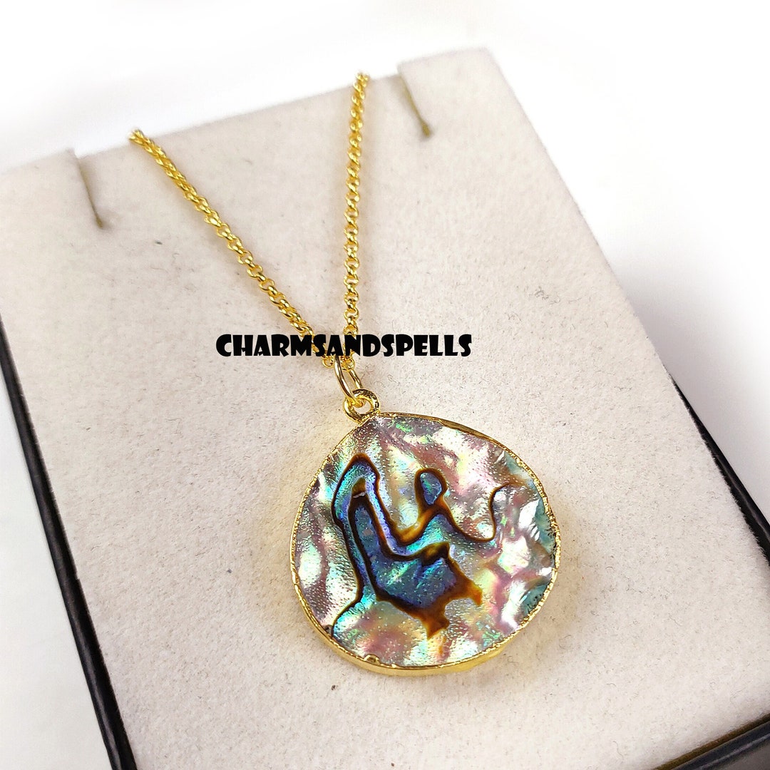 Paua Shell Necklace, Abalone Shell Pendant, Rainbow Paua Shell Necklace ...