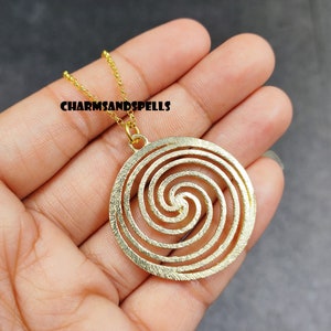 Fibonacci Spiral Necklace, 14K Gold Plated Necklace, Swirl Necklace ...