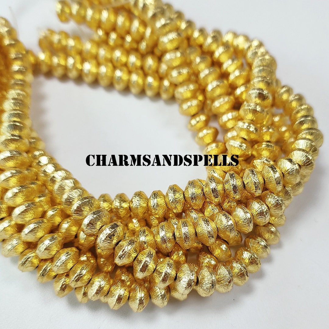 Saucer Shape Beads, Disc Shape Beads, Gold Plated Beads, Craft Making ...