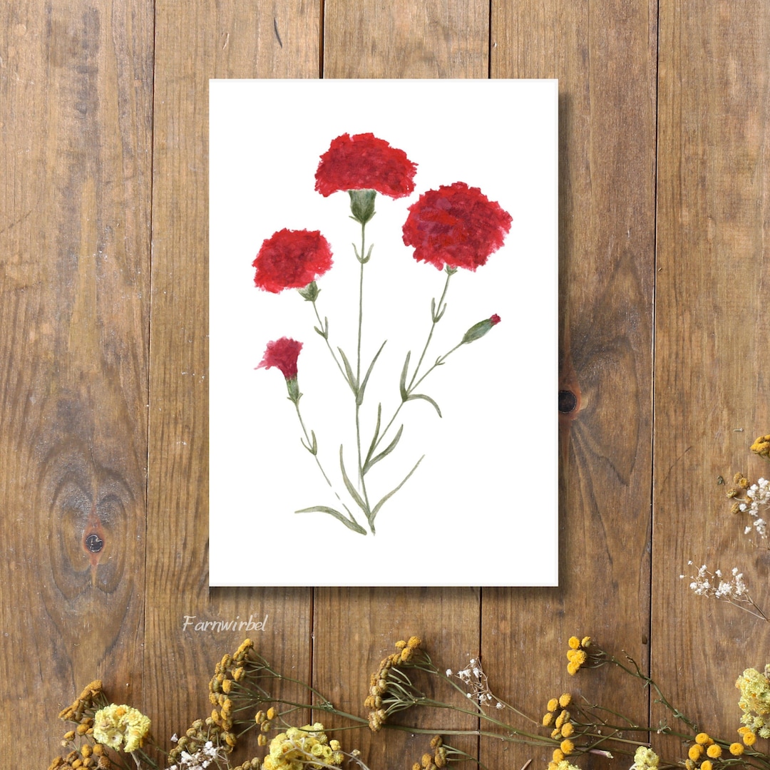 Carnation Birthday Greeting Card Printable A6 – With English & German ...