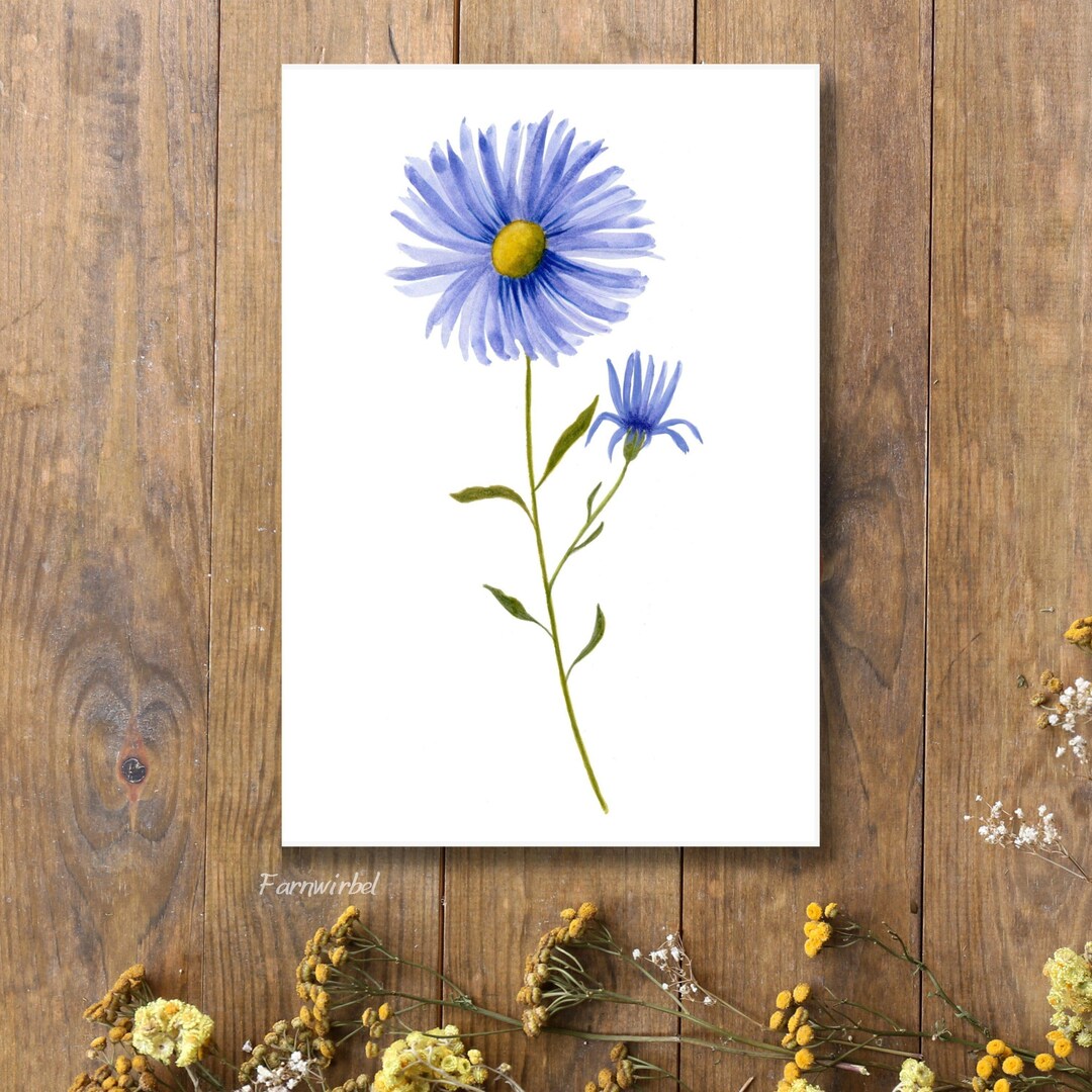 Aster Printable Birthday Card A6 Instant Download - With English ...