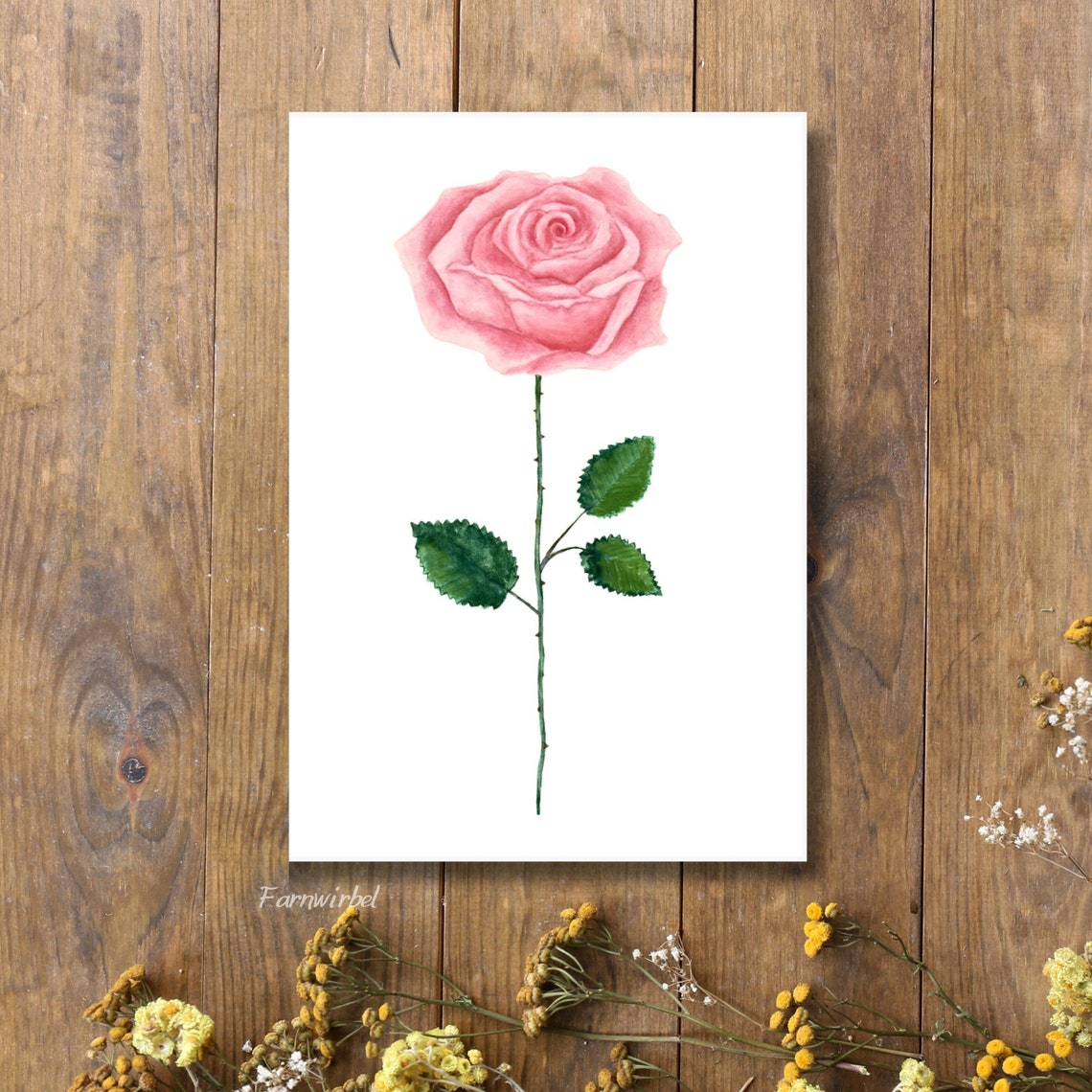 Rose Floral June Greeting Card Printable A6 — English & German Text ...