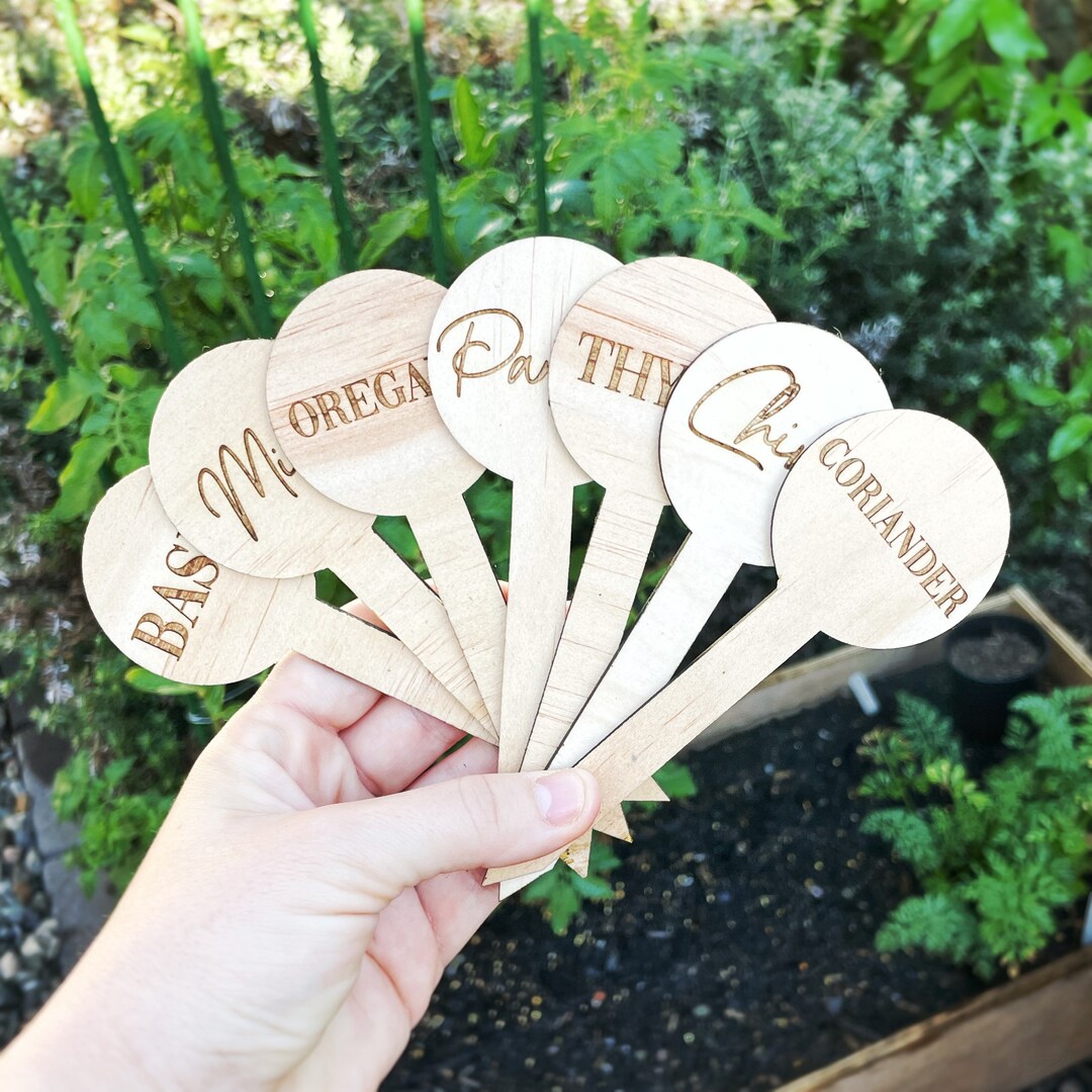 Laser Cut Wooden Herb Garden Stakes: Plant Labels - Etsy Australia