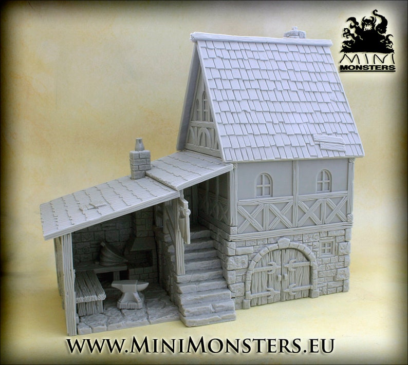 MEDIEVAL BLACKSMITH HOUSE - 28mm 32mm Scale | Wargaming Terrain ...