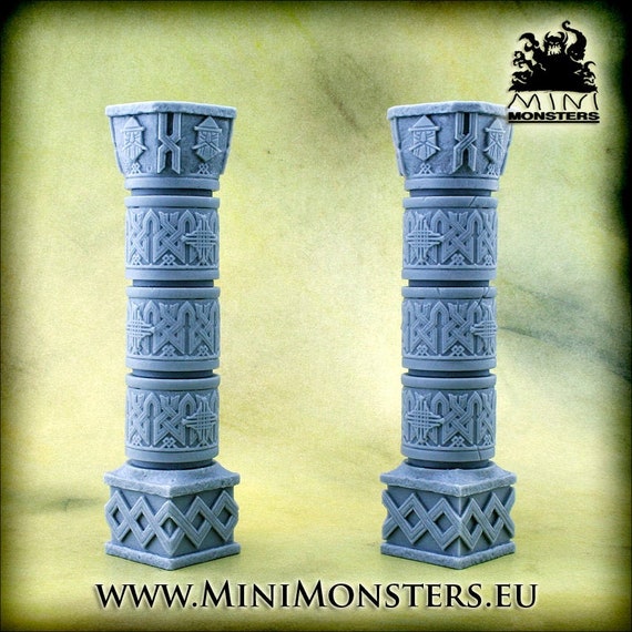 DWARVEN PILLARS 28mm 32mm Scale Dungeons and Dragons Dnd - Etsy