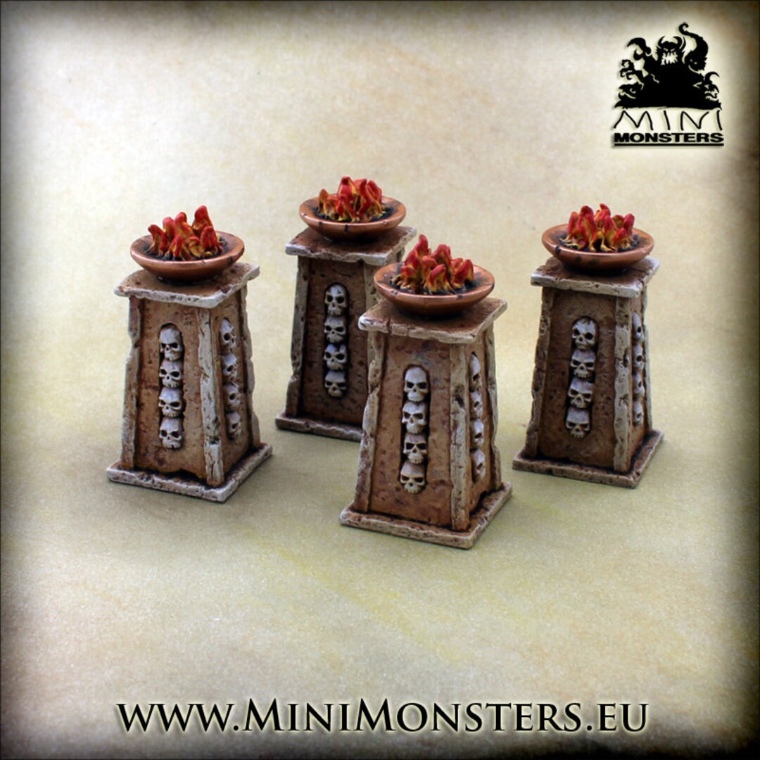 CURSED TOMB - Flame Plinths | 28-32mm | Wargaming Terrain | Scenery ...