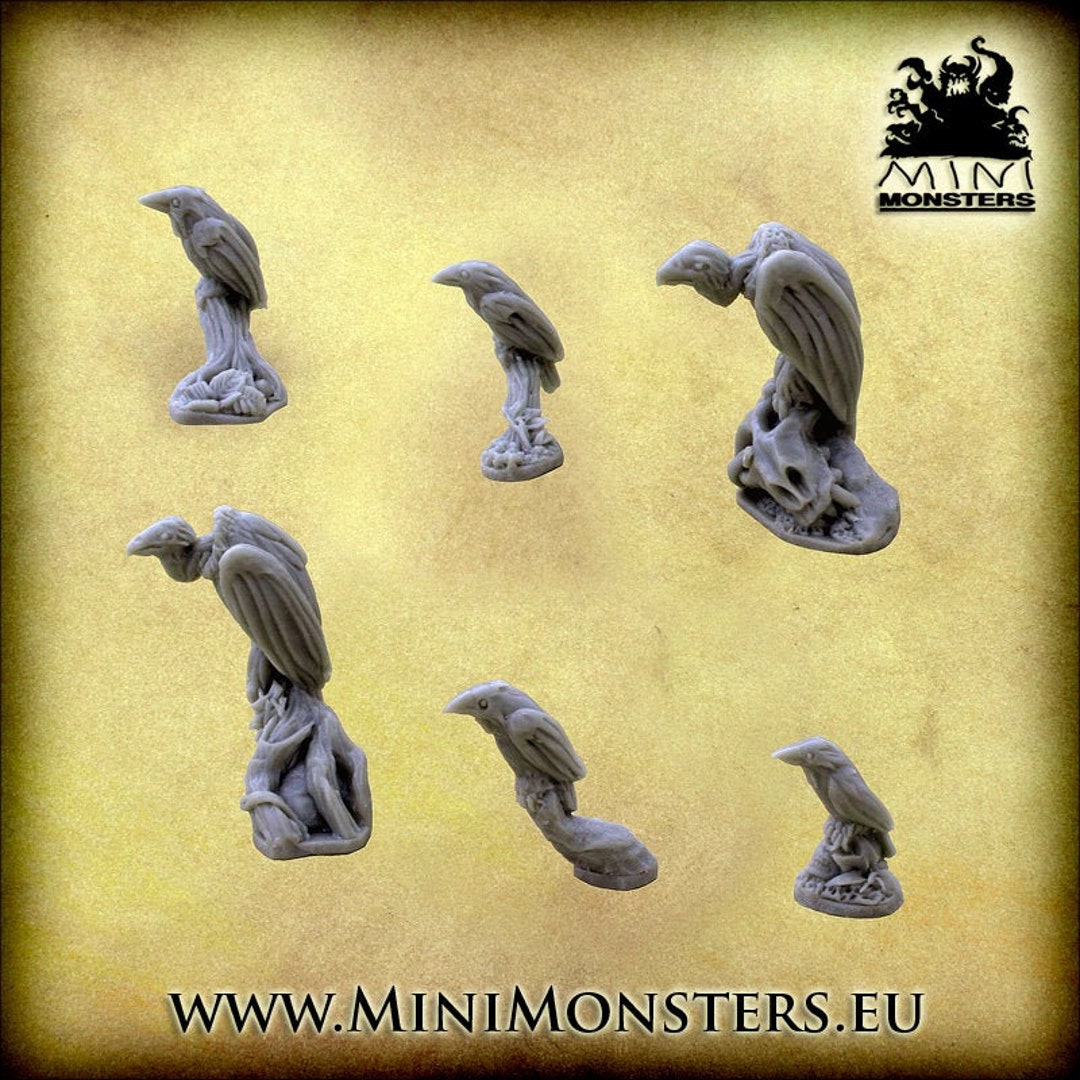 BIRDS (4 RAVENS, 2 VULTURES) - 28mm 32mm Scale | Wargaming Terrain ...