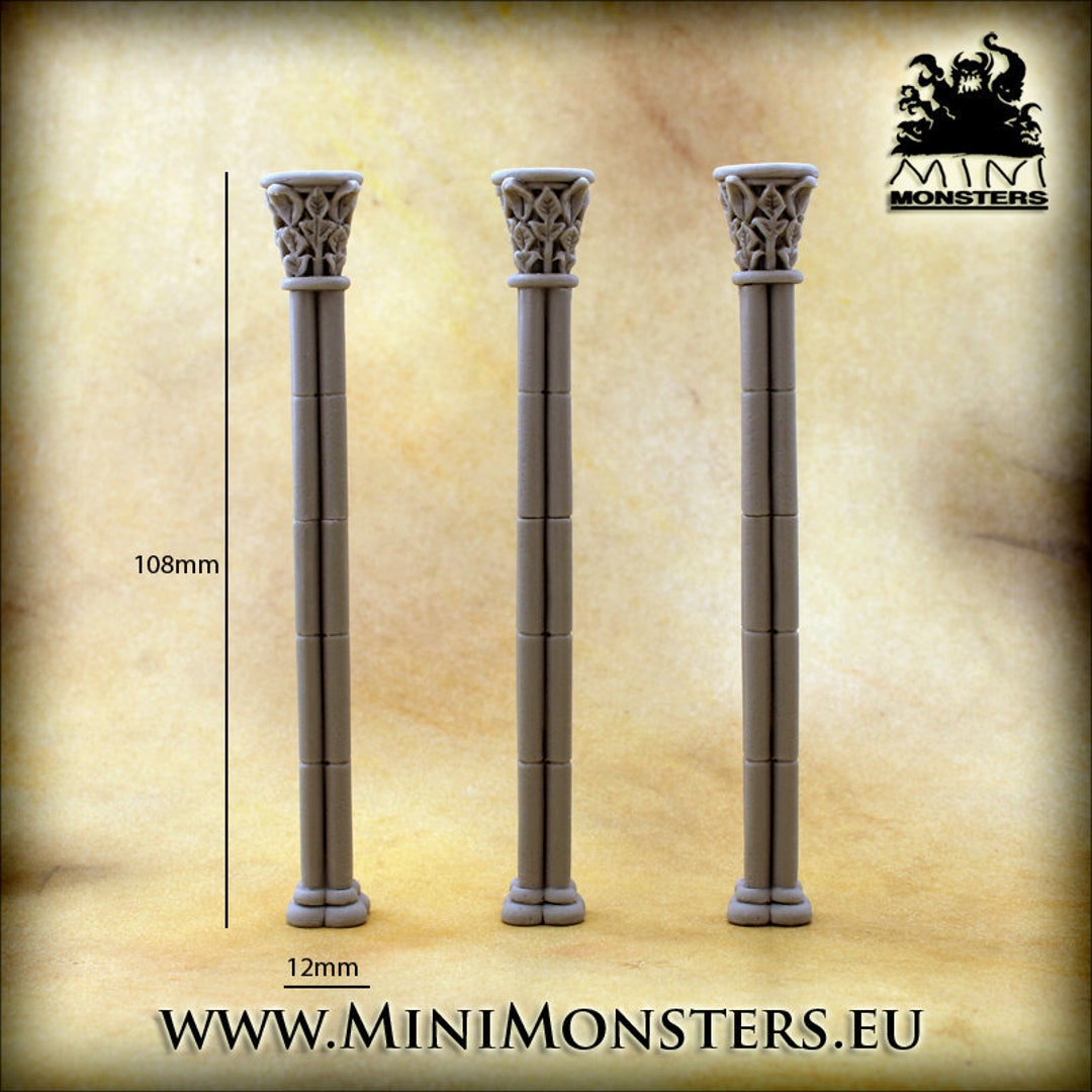 GOTHIC COLUMNS 28mm 32mm Scale Dungeons and Dragons Dnd Terrain Fantasy ...