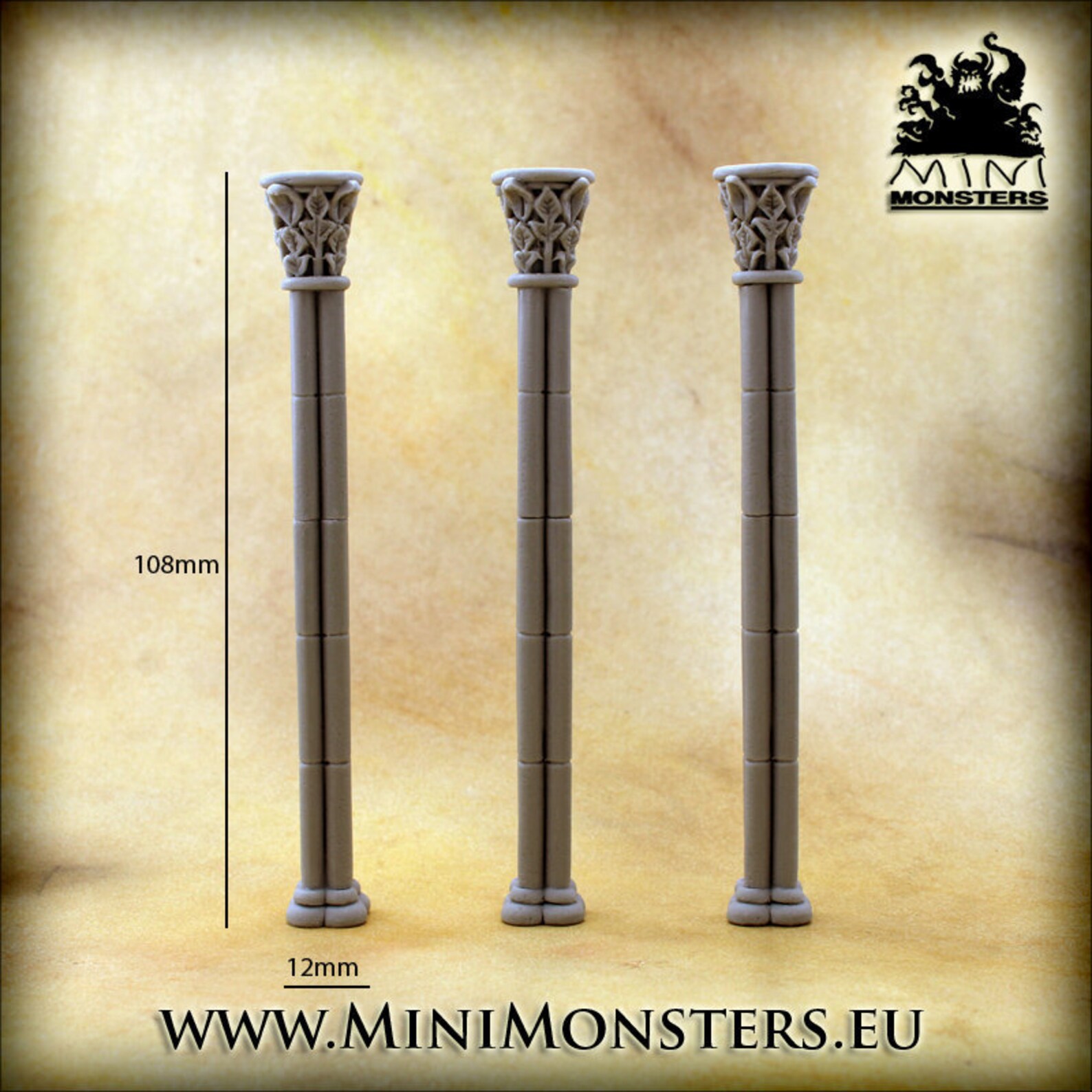 GOTHIC COLUMNS 28mm 32mm Scale Dungeons and Dragons Dnd Terrain Fantasy ...