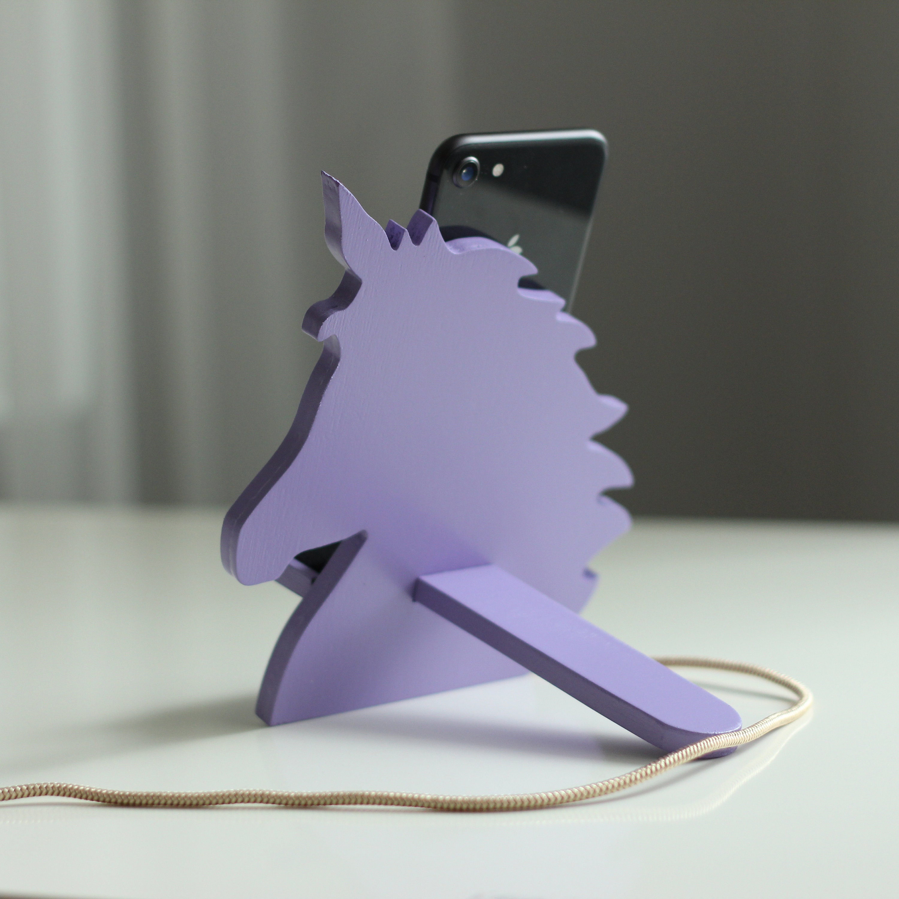 Purple Unicorn Mobile Phone Stand, Tablet Holder, Handmade Wooden Phone ...