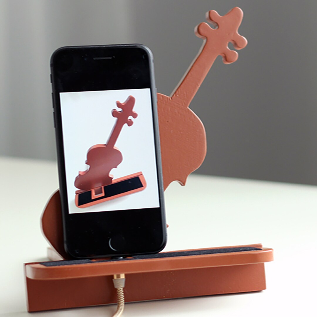 Brown Violin Mobile Phone Stand, Tablet Holder, Handmade Wooden Phone ...