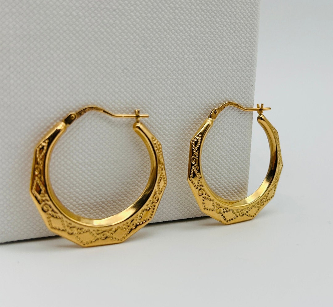 Genuine 9ct Yellow Gold Round Creole Hoop | D/C Victorian Creole ...