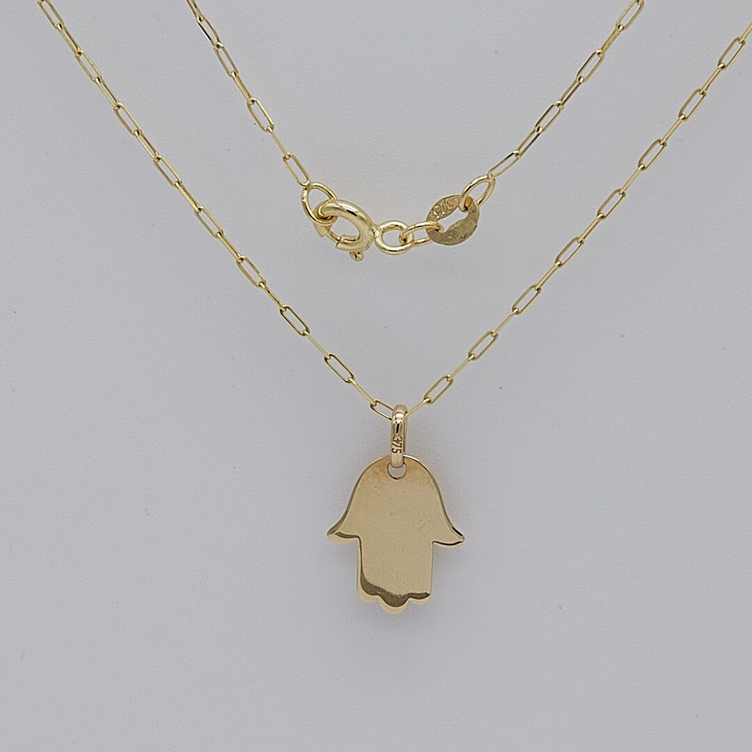 9ct Yellow Gold El Hamsa Pendant Fatima Hand Pendant Necklace Mini ...