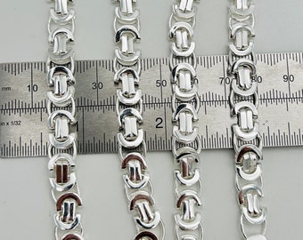 925 Sterling Silver 8mm Flat Byzantine Chain | Chunky Kings 925 Sterling Silver 8mm Flat Byzantine Chain | Chunky Kings