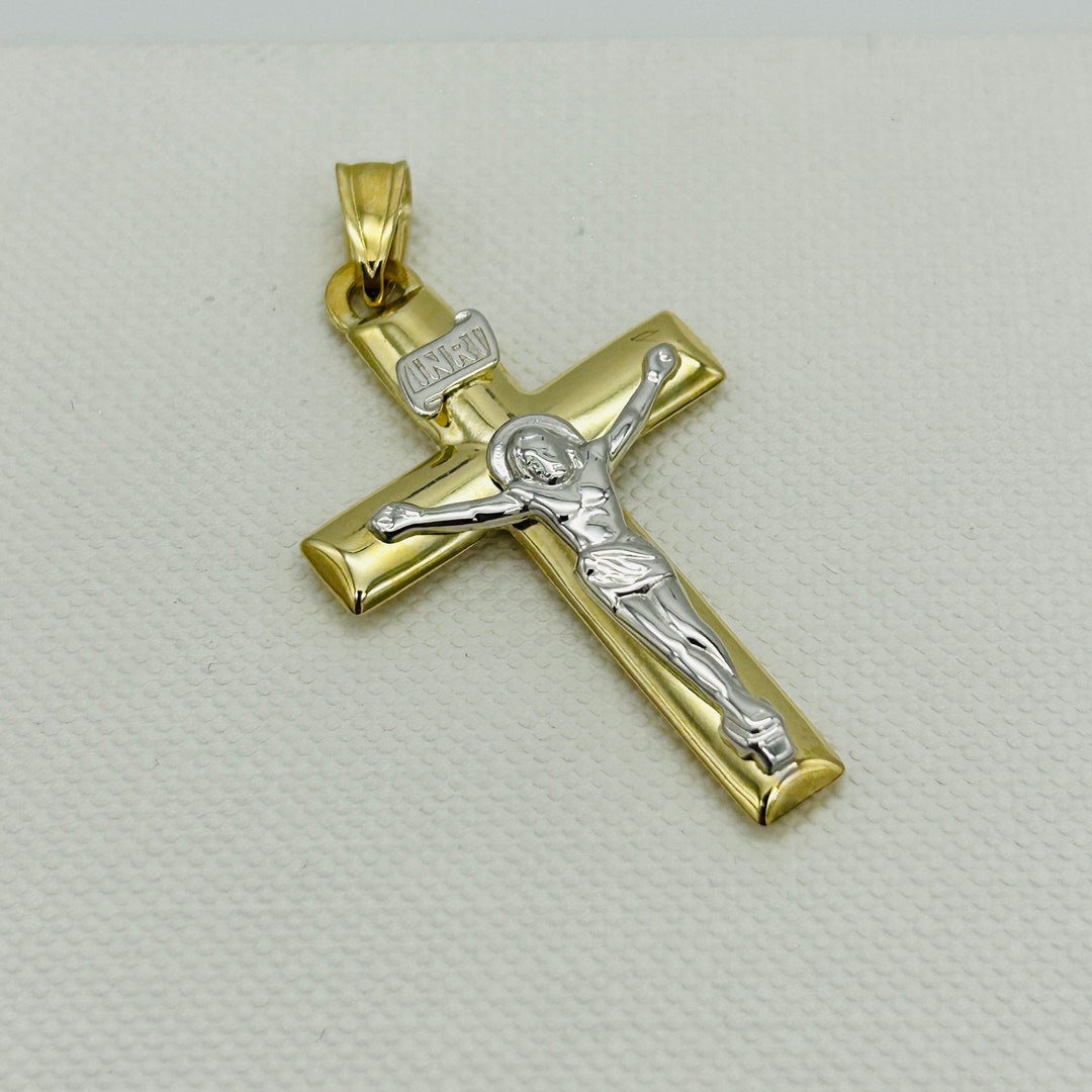 Genuine 9ct Yellow Gold Inri Cross Pendant | Crucifix Cross Pendant ...