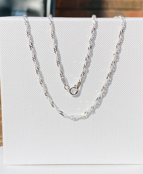 Genuine 925 Sterling Silver Singapore Rope Chain Silver | Etsy