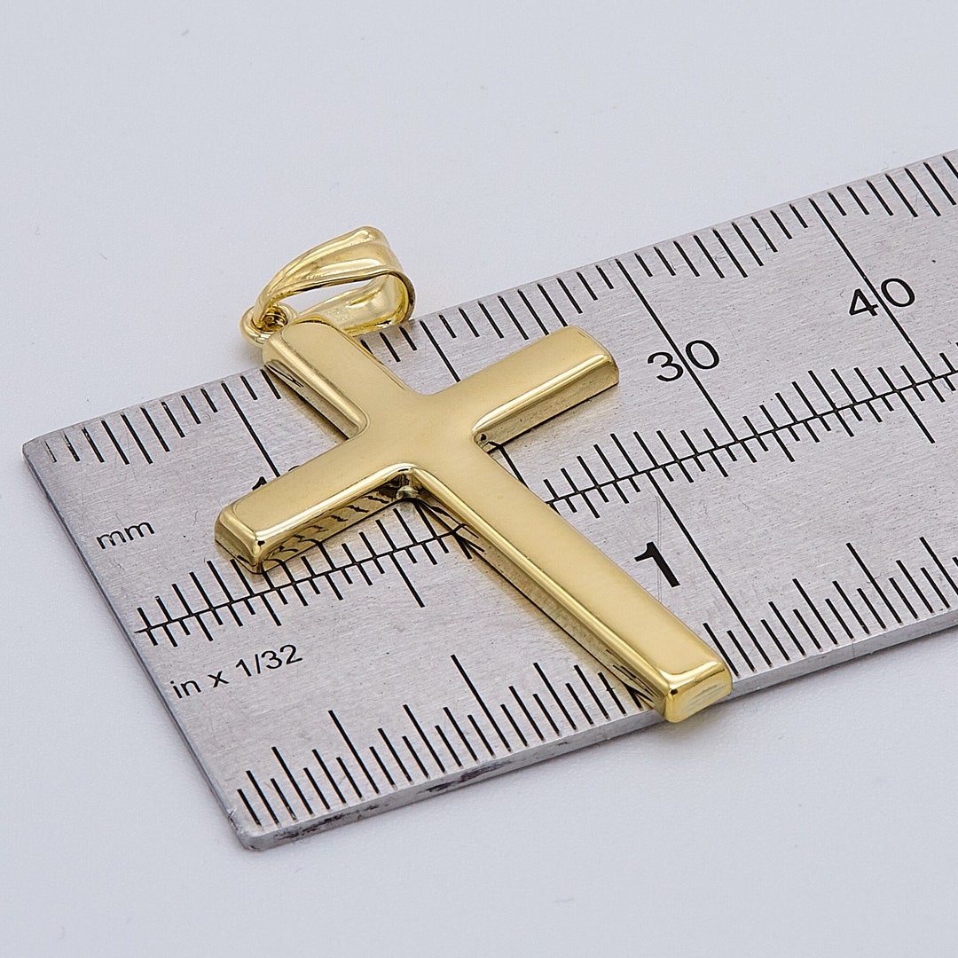 Genuine 9ct Yellow Gold Plain Cross Pendant | 375 Gold Large Cross ...