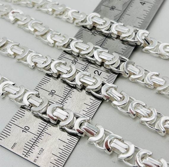 925 Sterling Silver 8mm Flat Byzantine Chain | Chunky Kings 925 Sterling Silver 8mm Flat Byzantine Chain | Chunky Kings