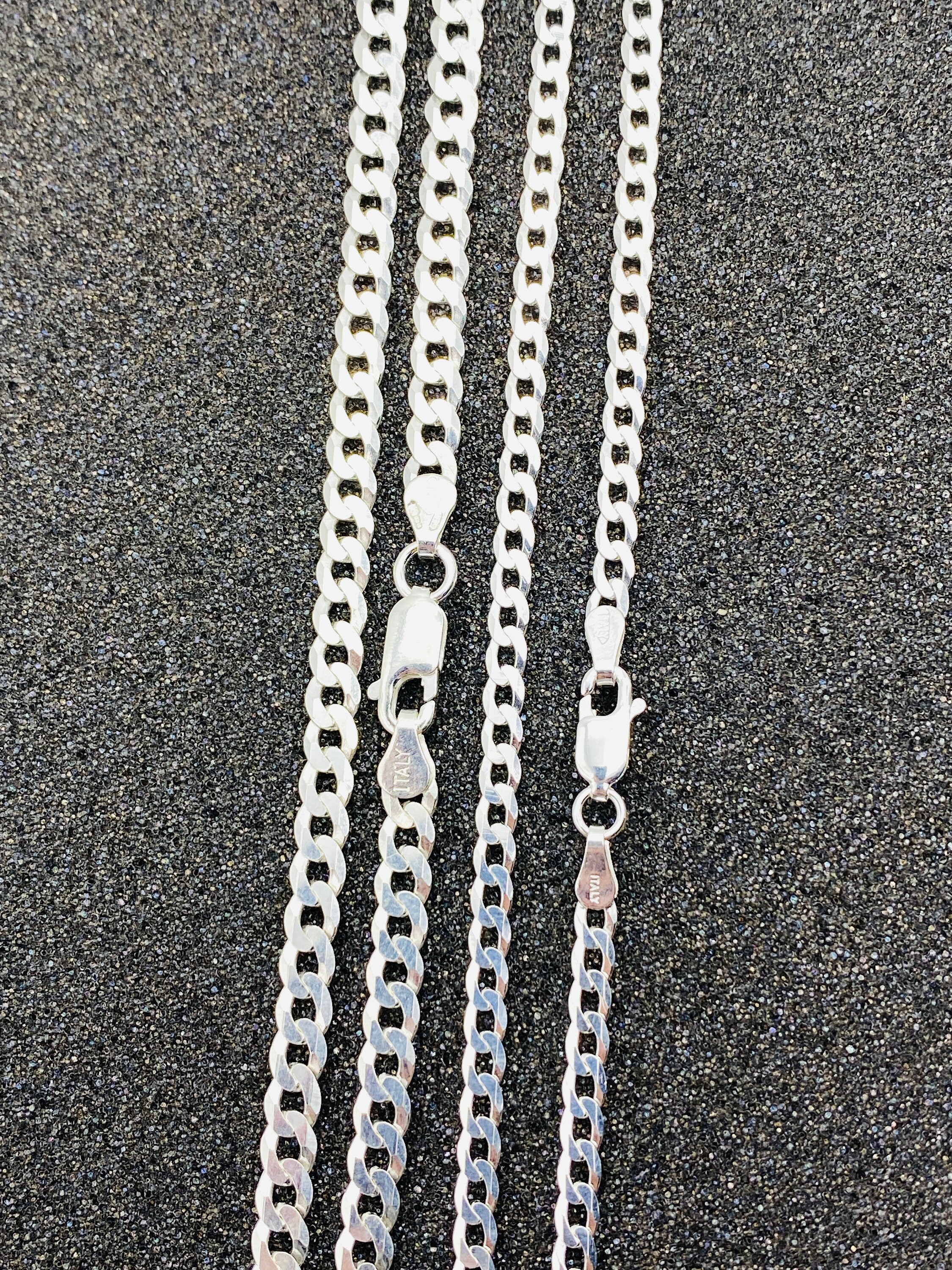 925 Sterling Silver 3mm 4mm Curb Chain | Light Flat Curb Necklace ...