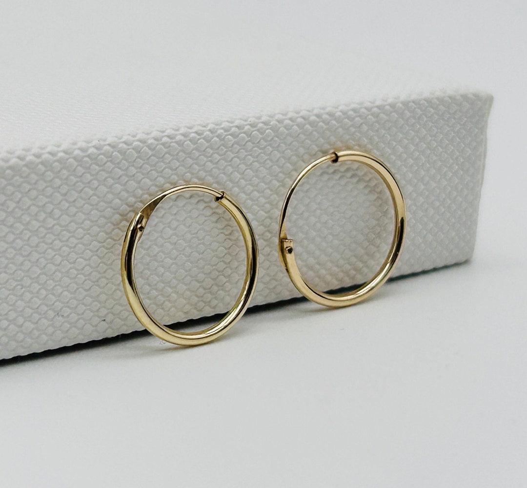9ct Yellow Gold 1mm Round Sleeper Earring | 8mm 10mm 12mm Gold Sleeper ...