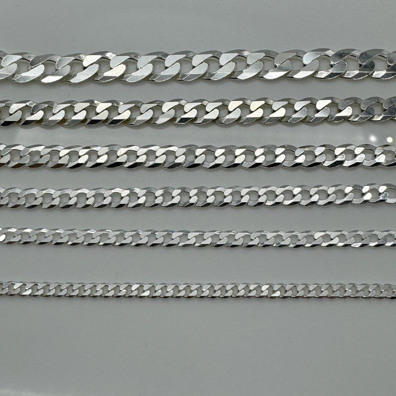 925 Sterling Silver Curb Chain | Men&women Curb Necklace | 2mm 3mm 4mm ...
