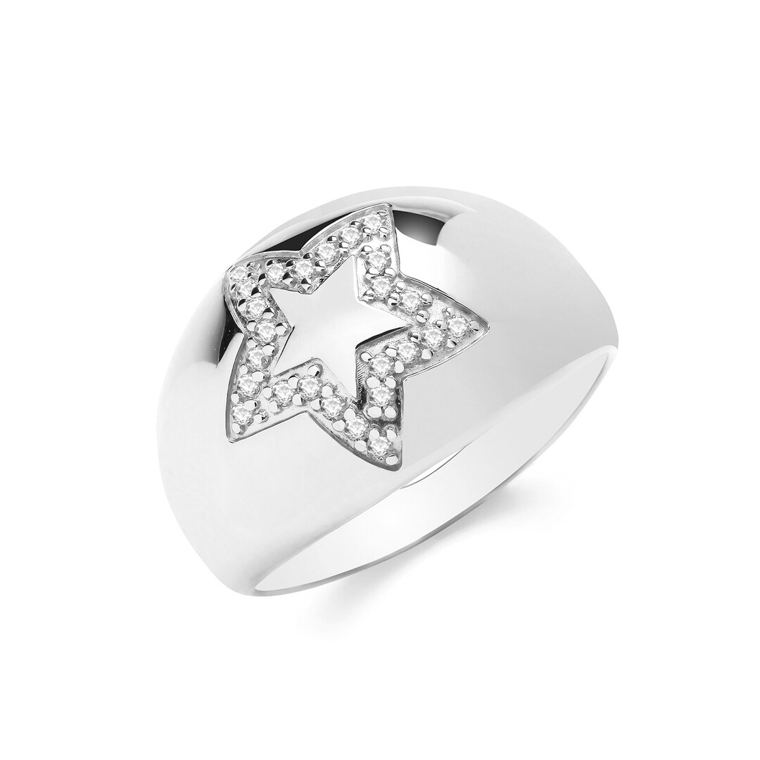 925 Sterling Silver Chunky Star Dome Ring 9ct Gold on Silver - Etsy